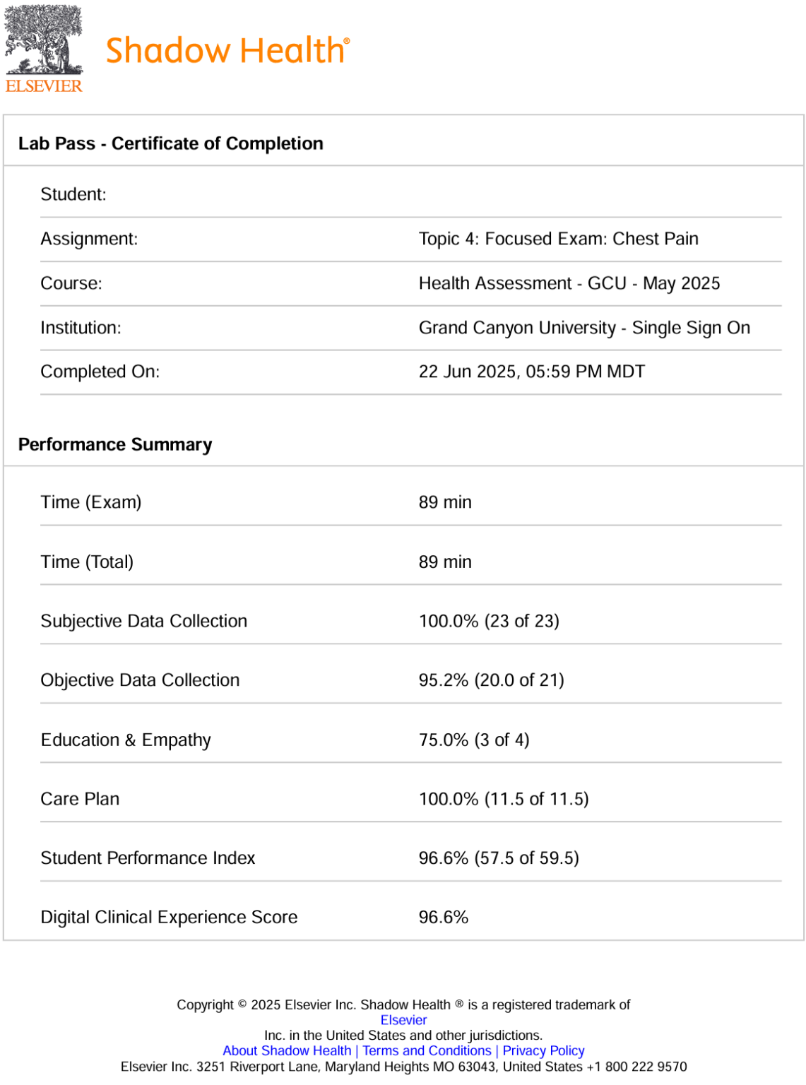 Shadow Health Focused Exam Chest Pain - Solved 2025
