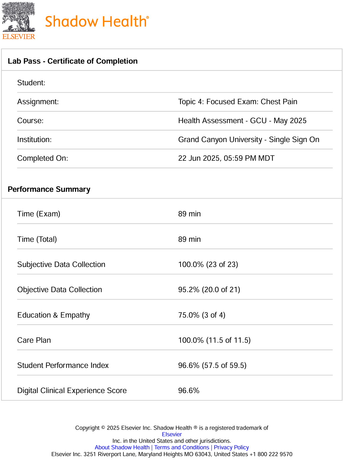 Shadow Health Focused Exam Chest Pain - Solved 2025